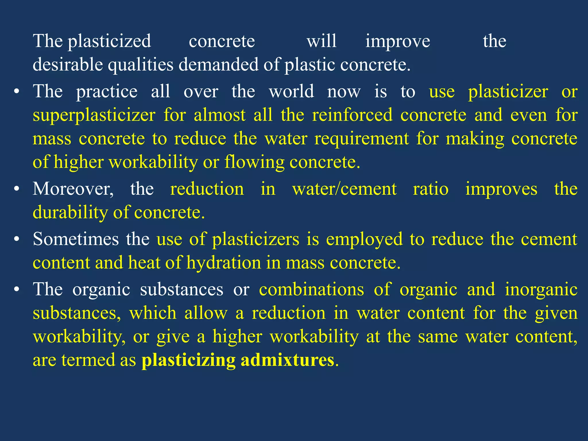 Admixtures in concrete/Types of admixtures | PPTX