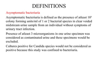 aseptic bactiuria prevalence | PPTX