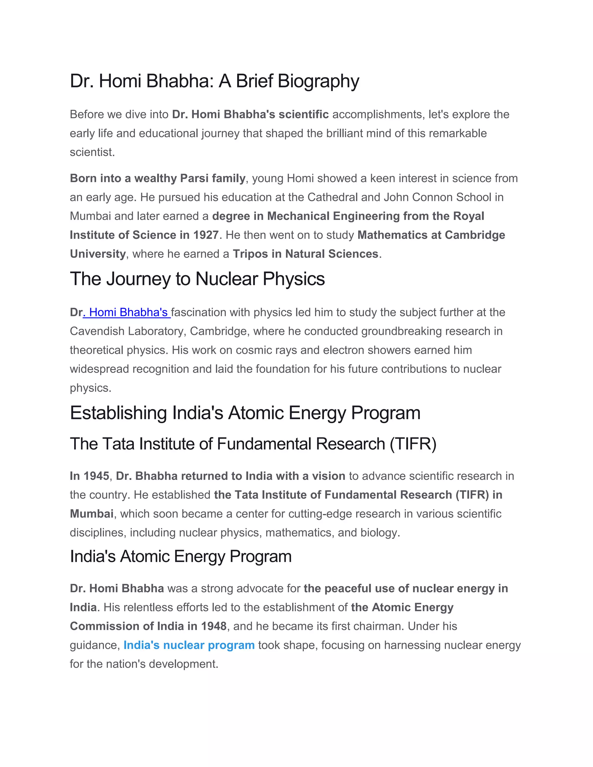 Dr. Homi Bhabha The Pioneering Scientist who Transformed India's ...