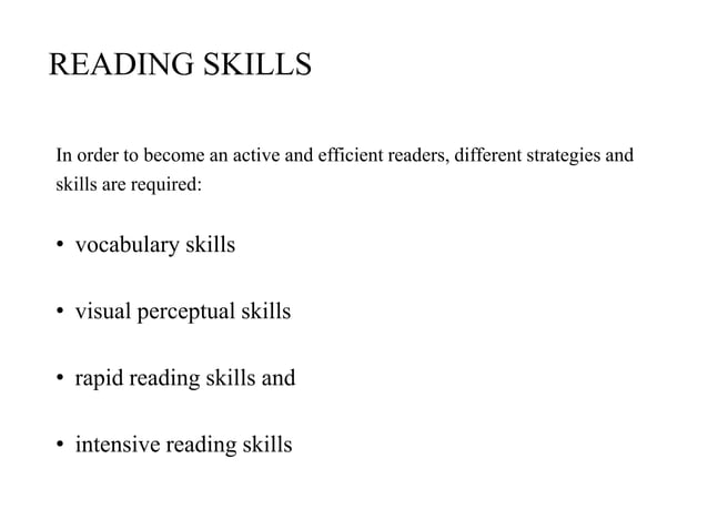 Reading skills, PPT - Dr.D.V.Rao
