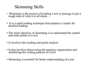 Reading skills, PPT - Dr.D.V.Rao