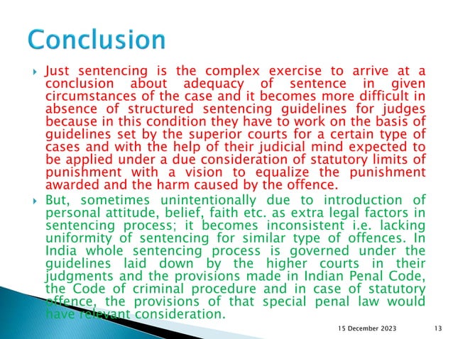 Sentencing Policy and Process in India.pptx | Crime & Harmful Acts to ...