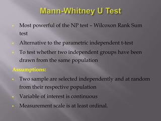 non-parametric test with examples and data problems | PPT