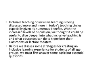 TOPIC-Strategies Of Inclusive Education( HI) | PPTX