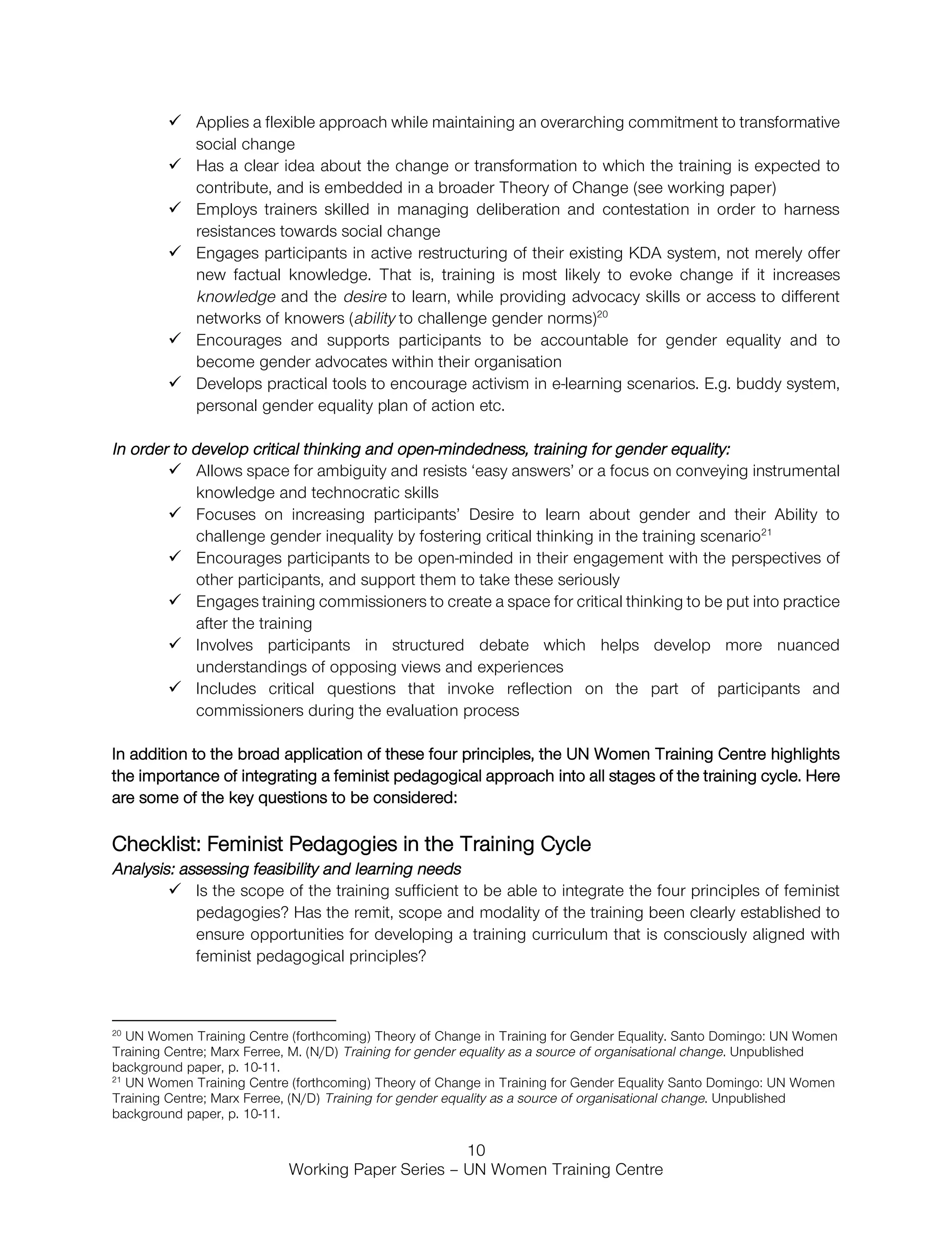 Feminist Pedagogies In Training For Gender Equality - Prepared by Dr ...