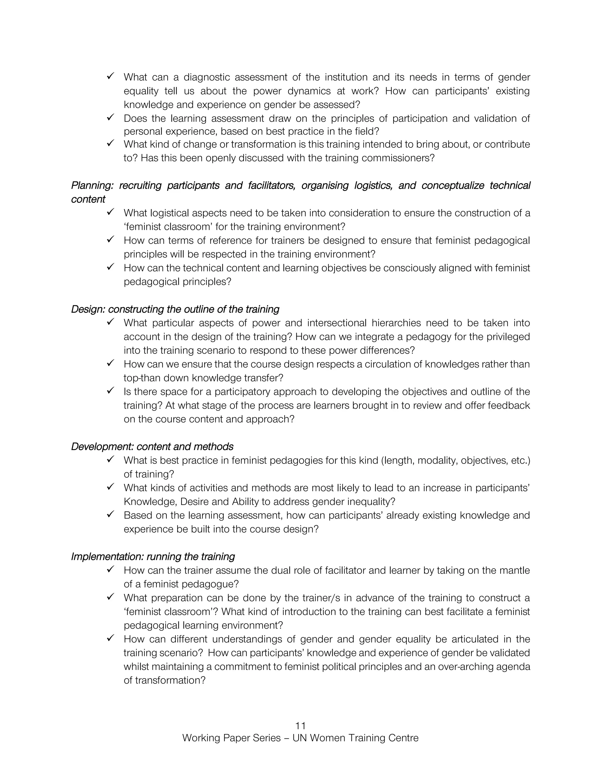 Feminist Pedagogies In Training For Gender Equality - Prepared by Dr ...