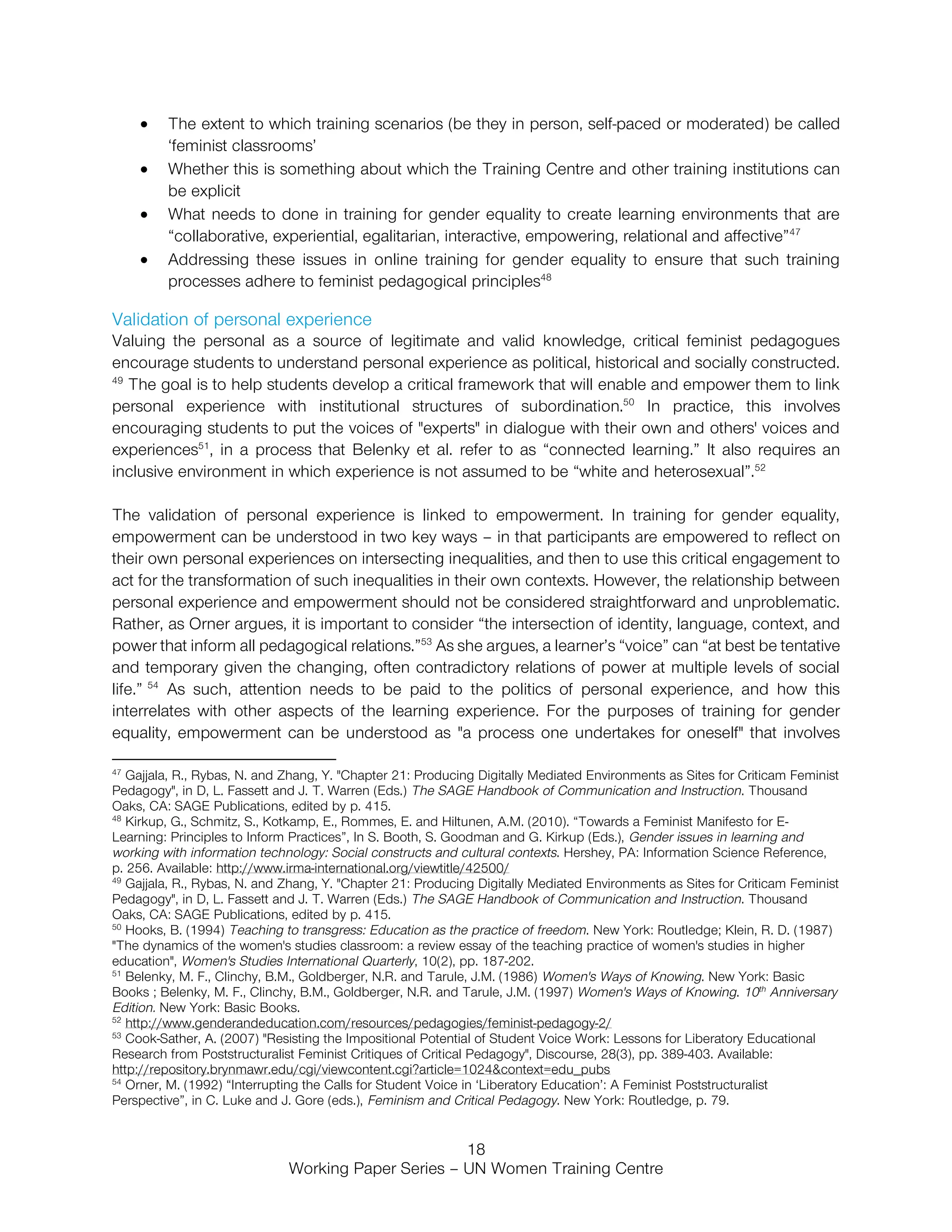 Feminist Pedagogies In Training For Gender Equality - Prepared by Dr ...