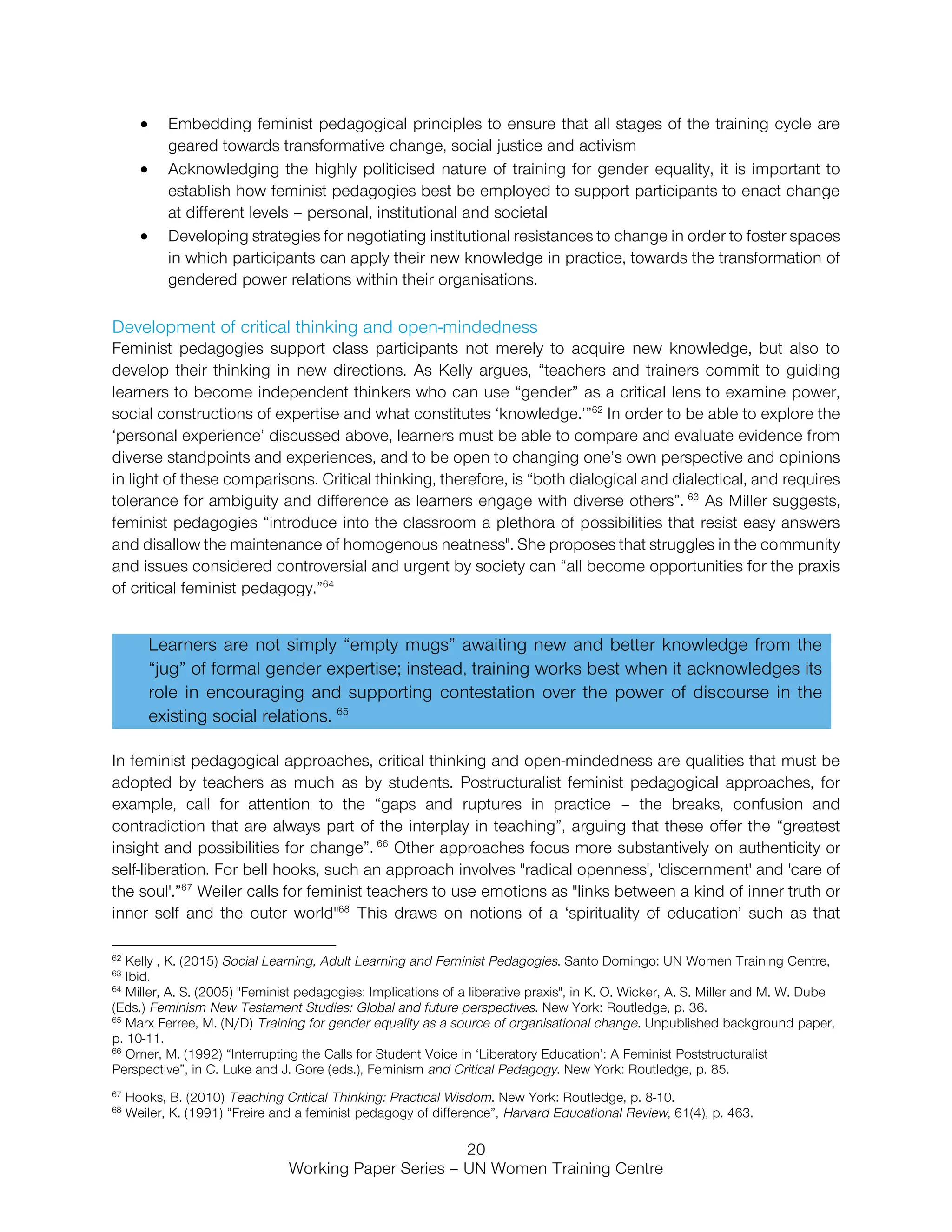 Feminist Pedagogies In Training For Gender Equality - Prepared by Dr ...