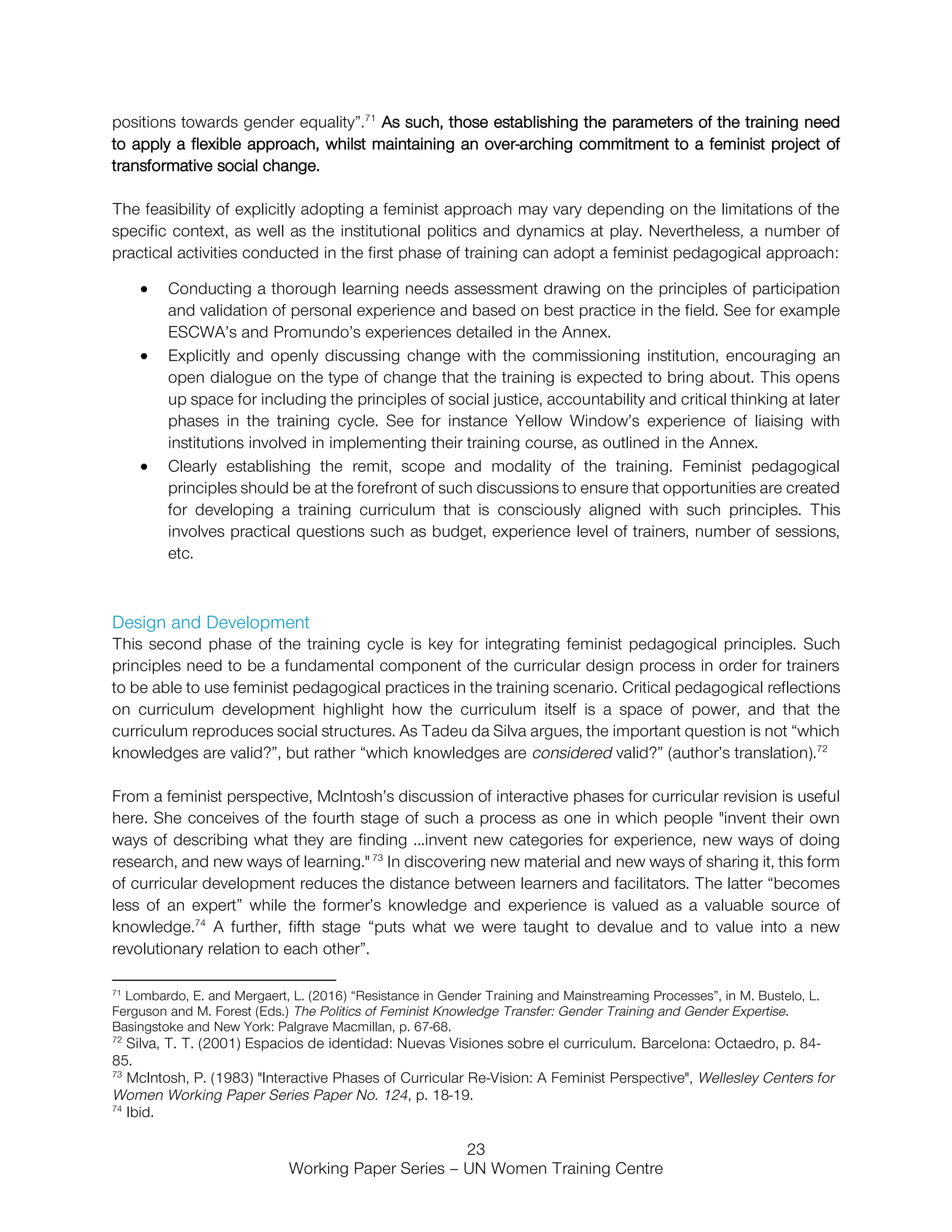 Feminist Pedagogies In Training For Gender Equality - Prepared by Dr ...