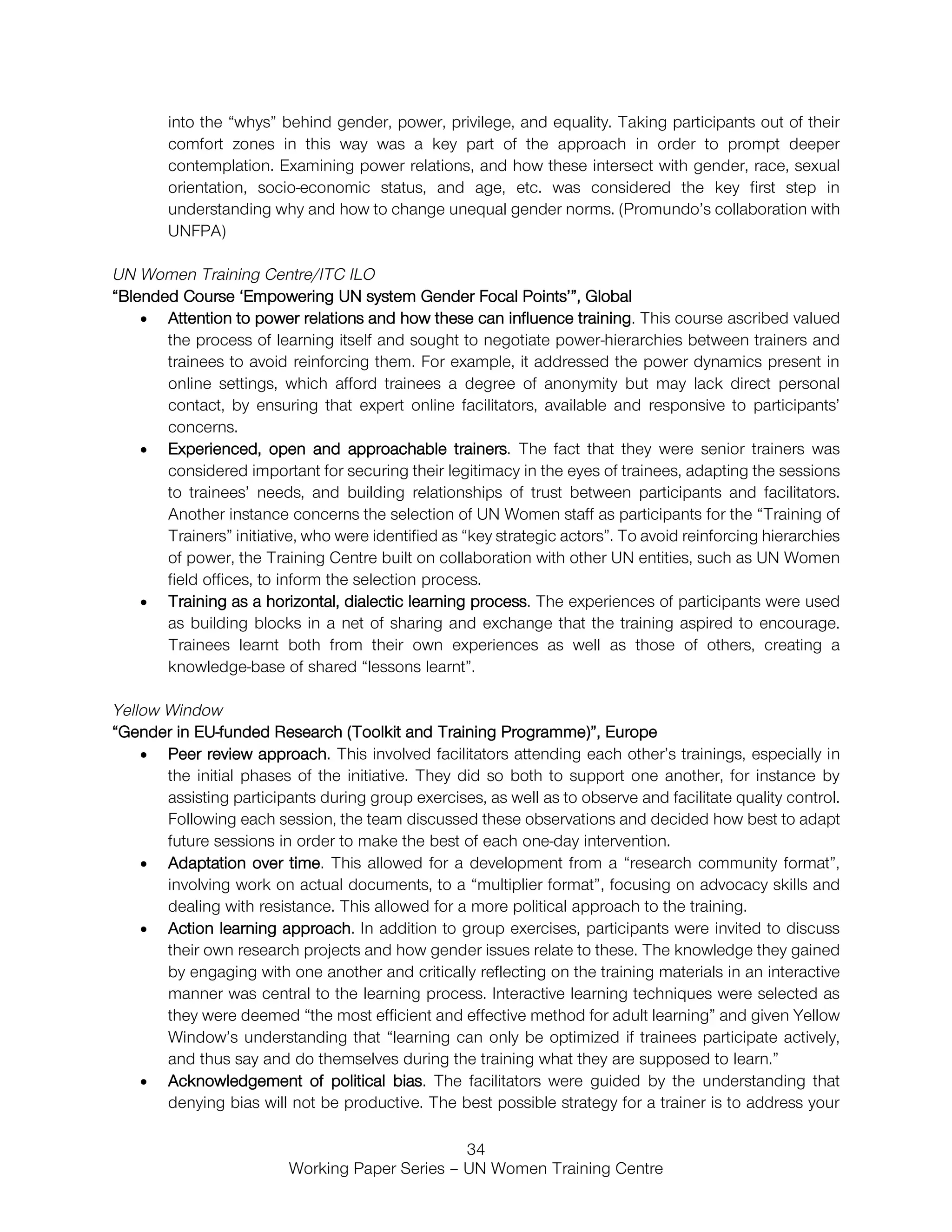 Feminist Pedagogies In Training For Gender Equality - Prepared by Dr. Lucy Ferguson for UN Women ...