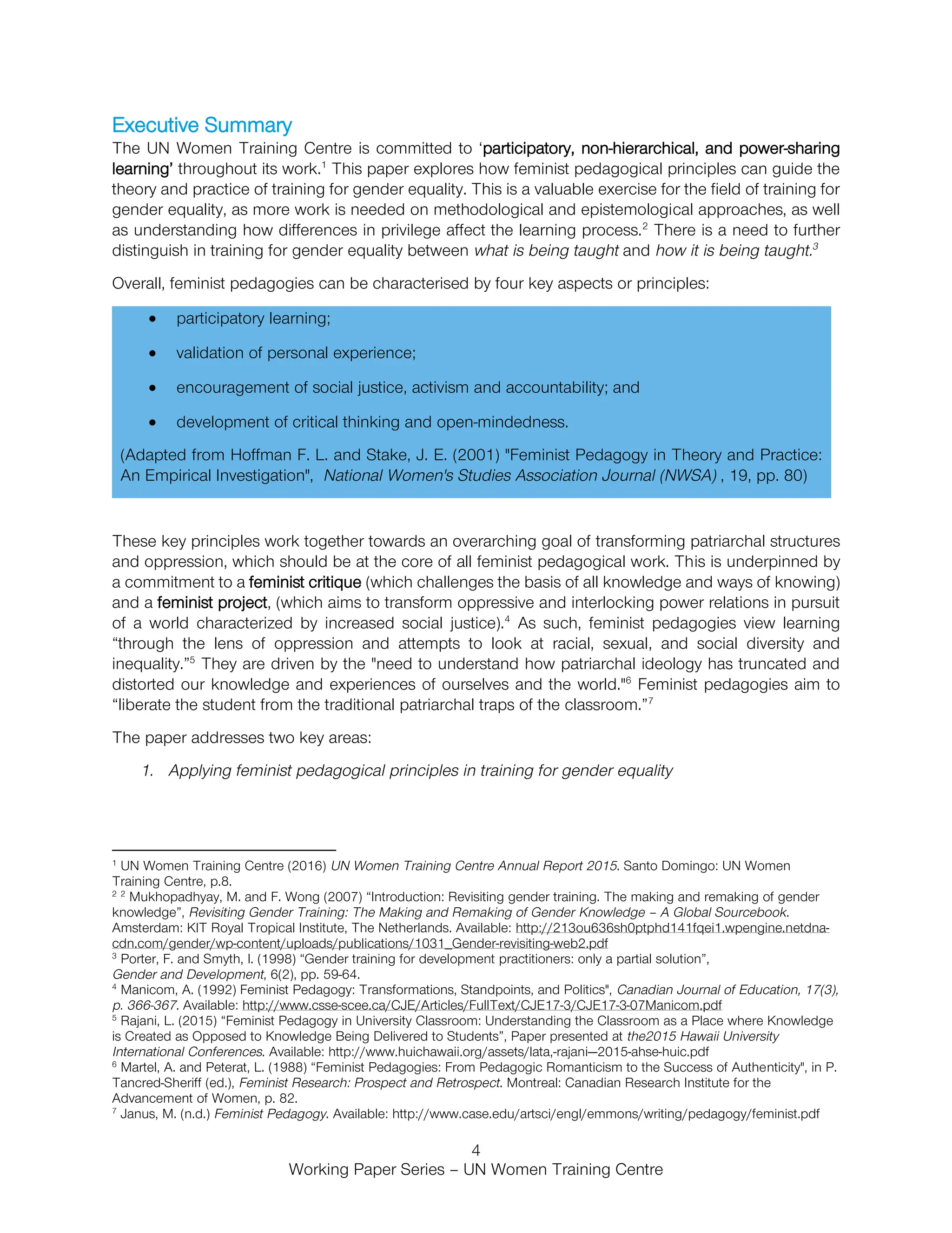 Feminist Pedagogies In Training For Gender Equality - Prepared by Dr ...