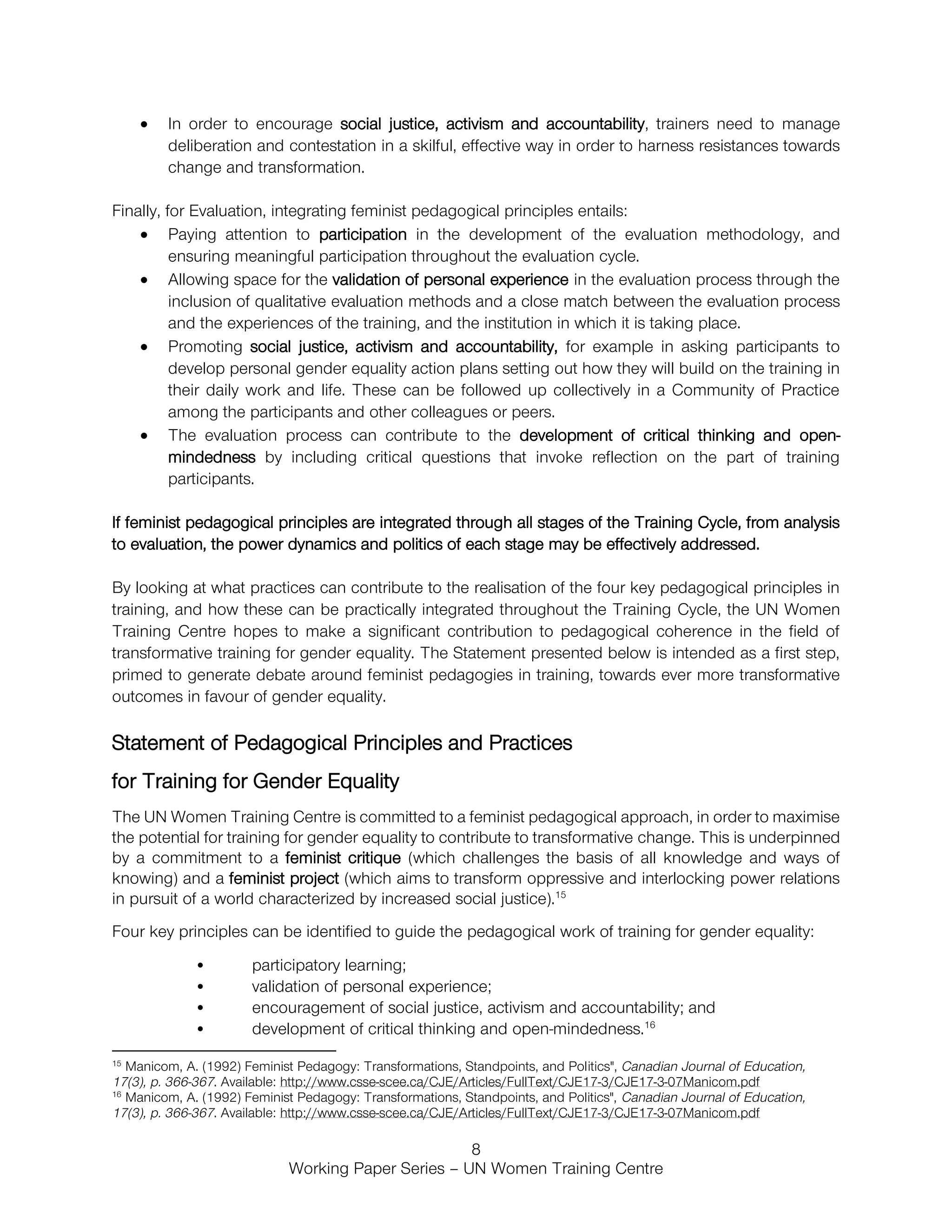 Feminist Pedagogies In Training For Gender Equality - Prepared by Dr ...