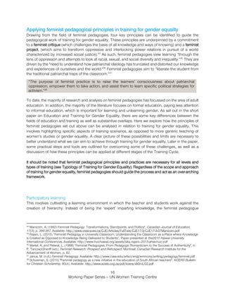 Feminist Pedagogies In Training For Gender Equality - Prepared by Dr ...