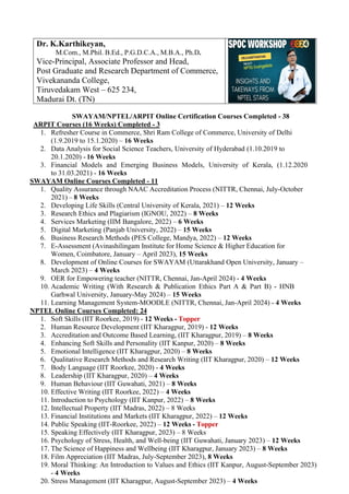 Dr.K.Karthikeyan - Swayam Courses Completed and Enrolled.pdf