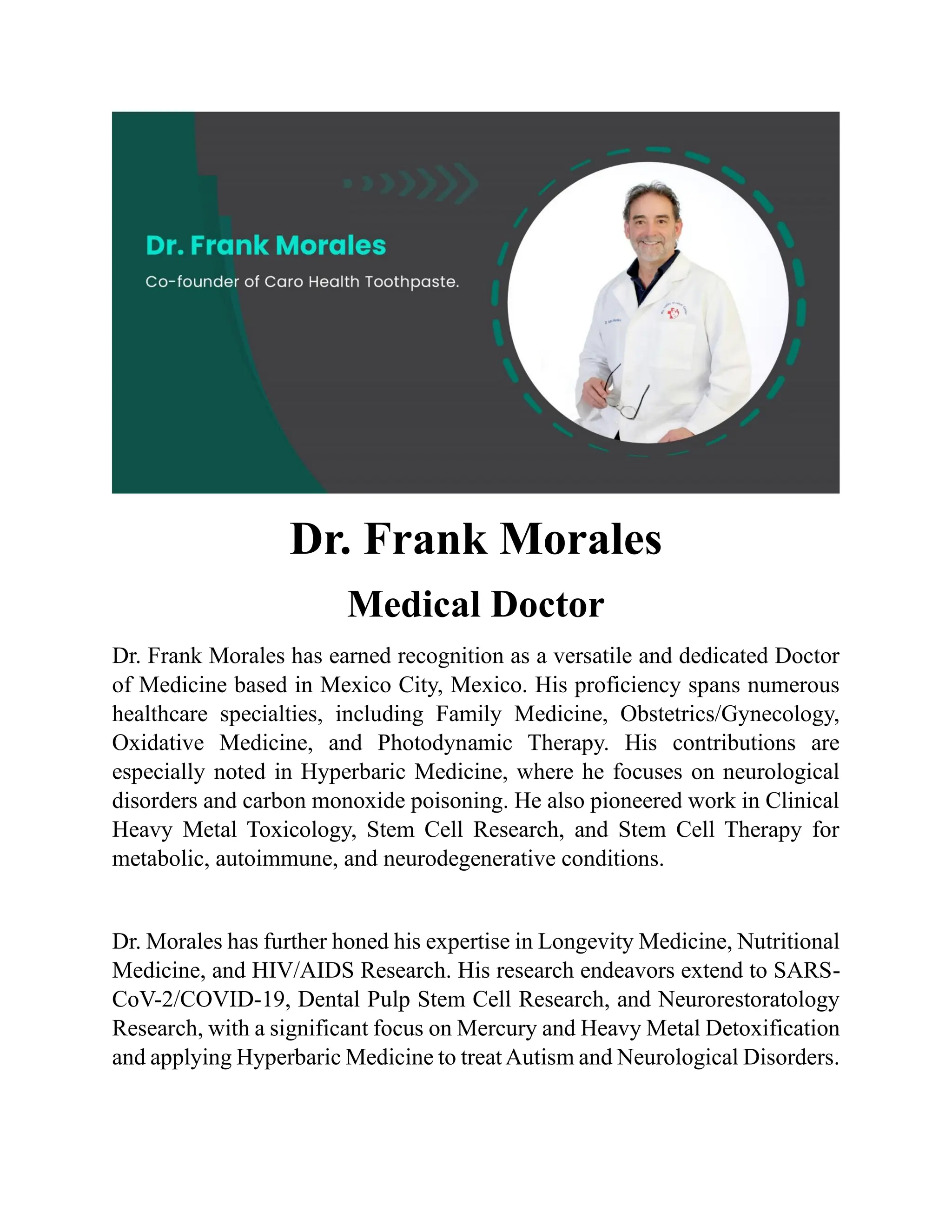 Dr. Frank Morales | Medical Doctor biography.pdf