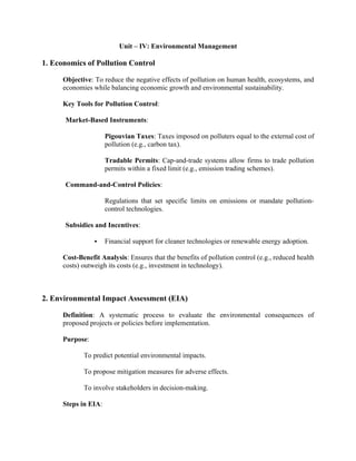 Dr.R. KURINJI MALAR UNIT IV. Environmental Management | PDF