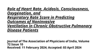HACORE SCORE SYSTEM IN PATIENTS WITH COPD EXCERBATION SUSPESTING NIV ...