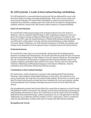 Dr. Jeff Geschwind A Leader in Interventional Oncology and Radiology.docx