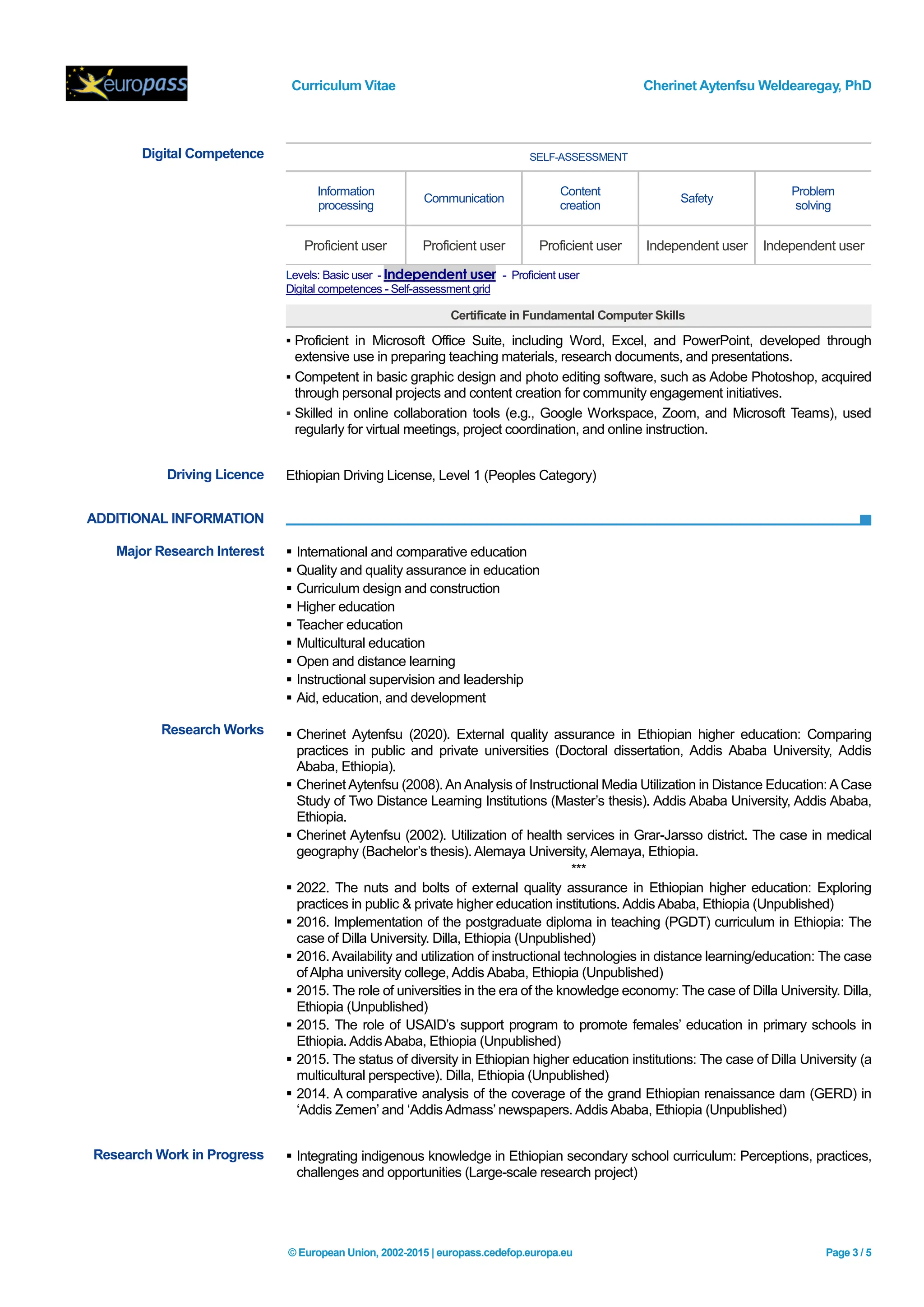 Dr. Cherinet Aytenfsu Weldearegay's Curriculum Vitae (CV).pdf