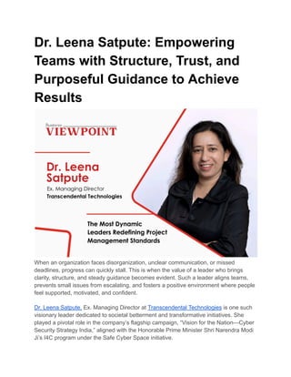 Dr. Leena Satpute_ Empowering Teams with Structure, Trust, and ...