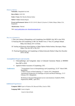 Dr. a k m maruf raza cv | DOC