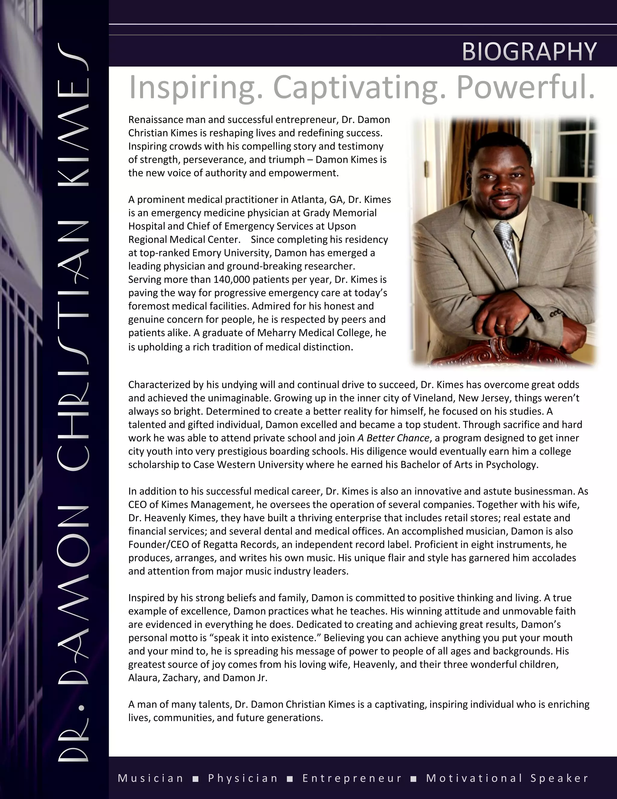Dr. damon kimes_speakers_package | PDF