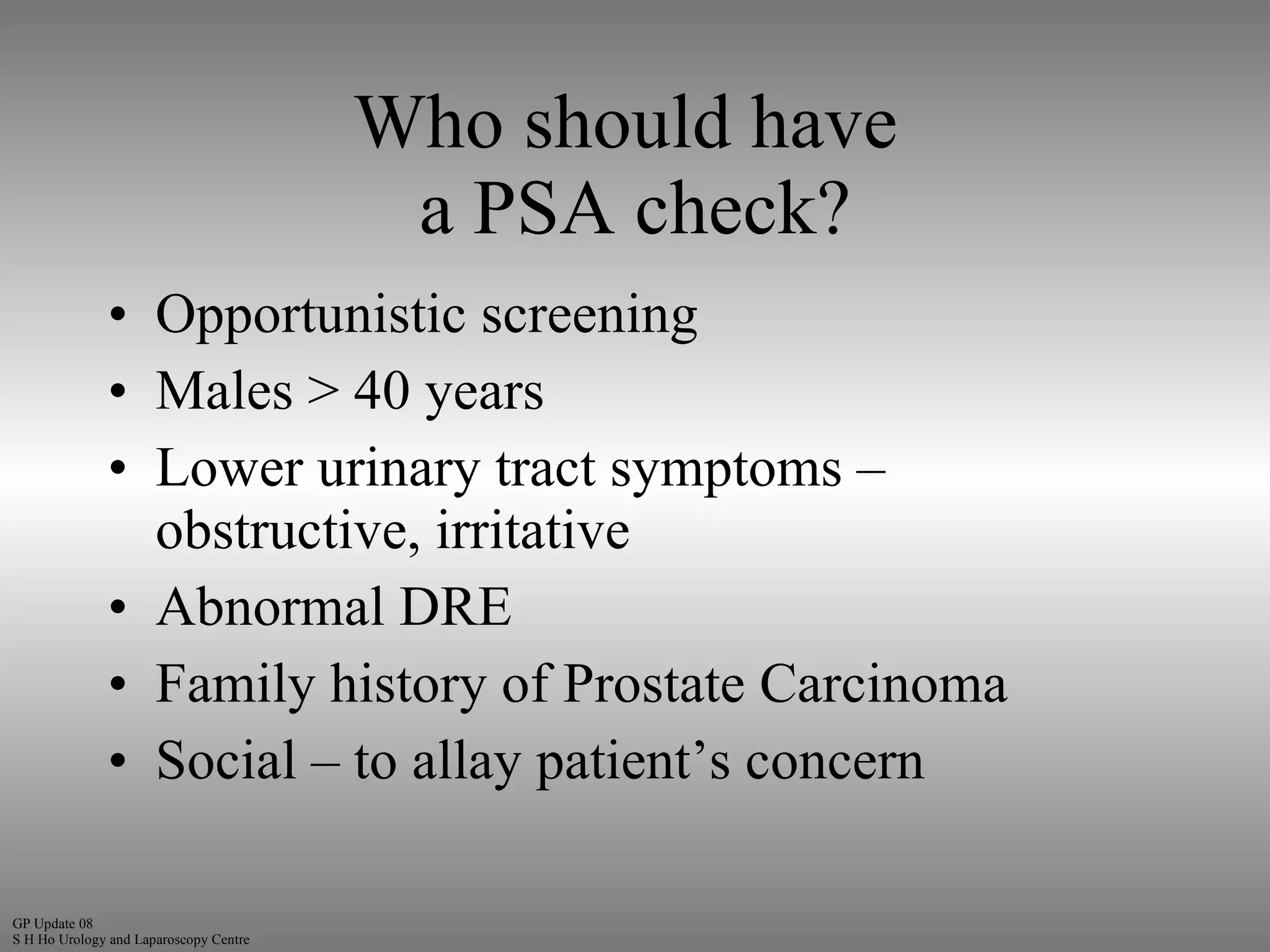 Family Physician's Approach to Elevated PSA | PPT