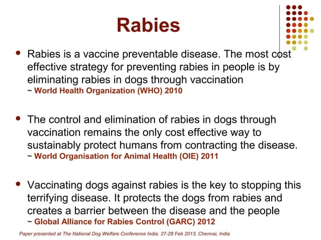 NDWC Chennai 2013 - The One Health approach towards Rabies elimination ...