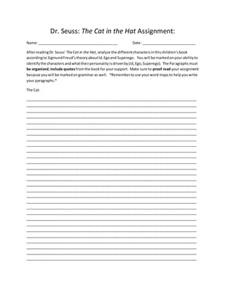 Dr. seuss the cat in the hat assignment | DOCX | Parenting Children ...