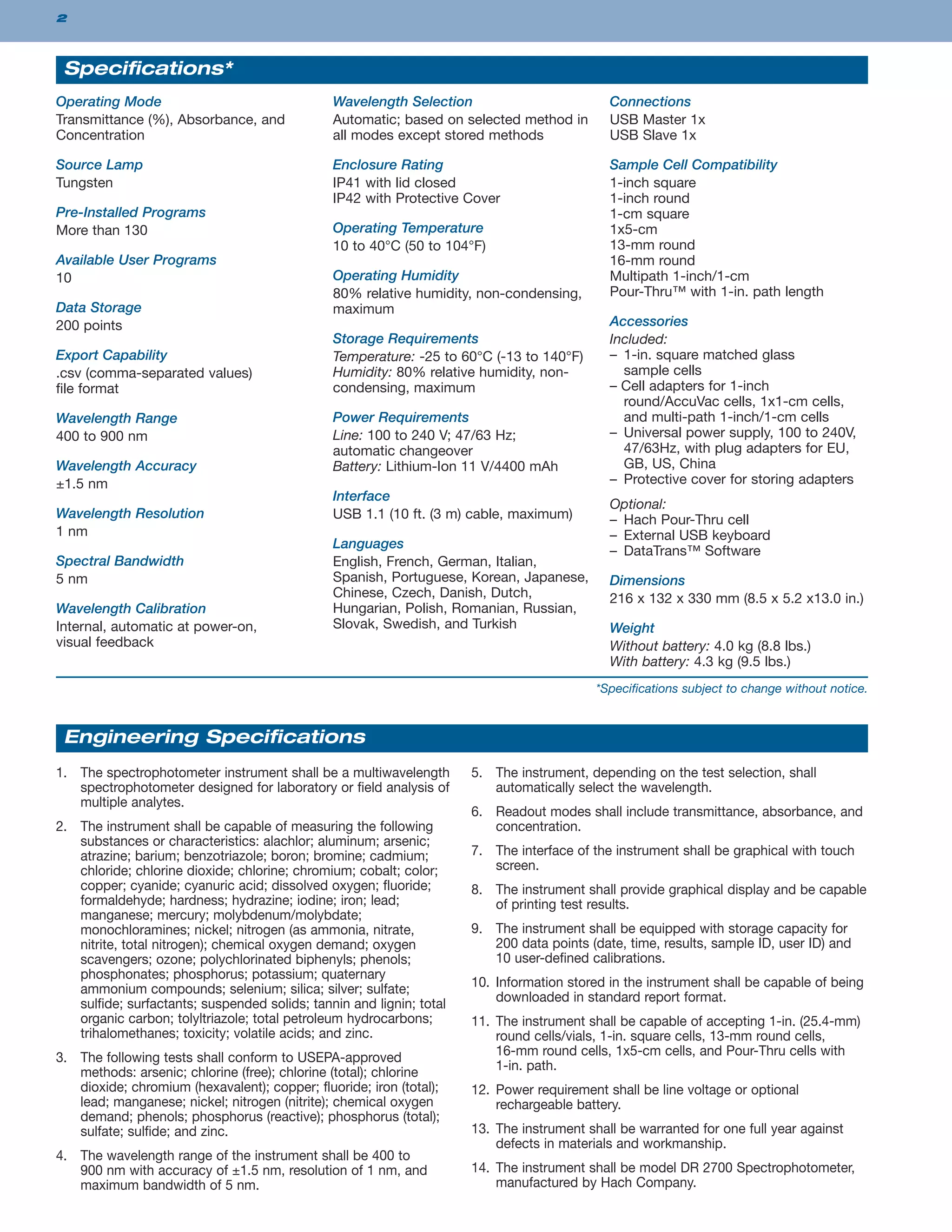 Dr2700 data sheet | PDF