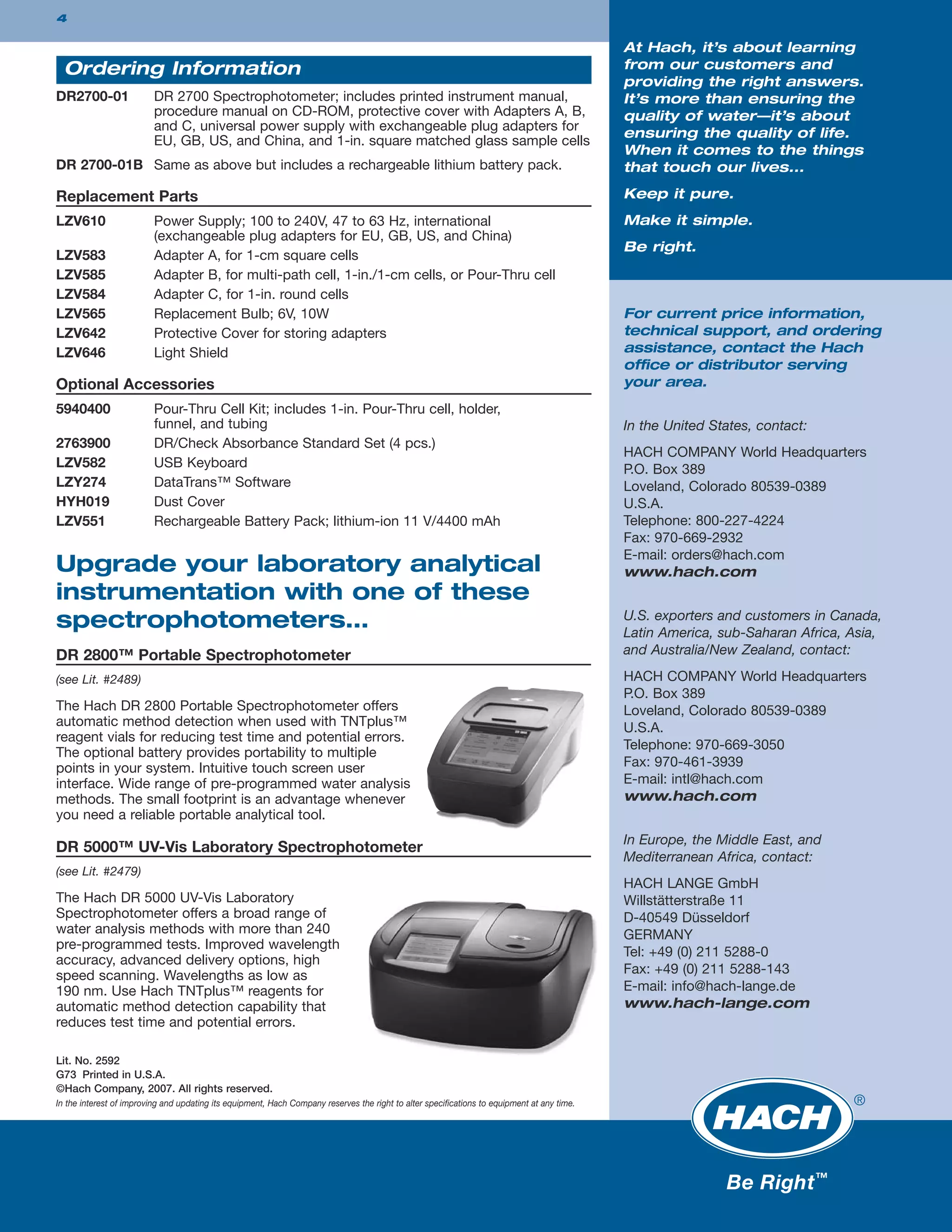 Dr2700 data sheet | PDF