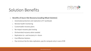 Disaster Recovery as a Service (DRaaS) using Azure ASR | PPTX