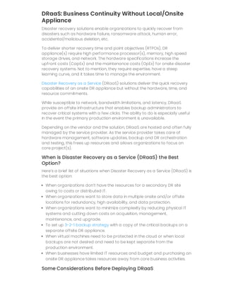 DRaaS vs. On-Prem DR Appliance: Which is Right for You? | PDF