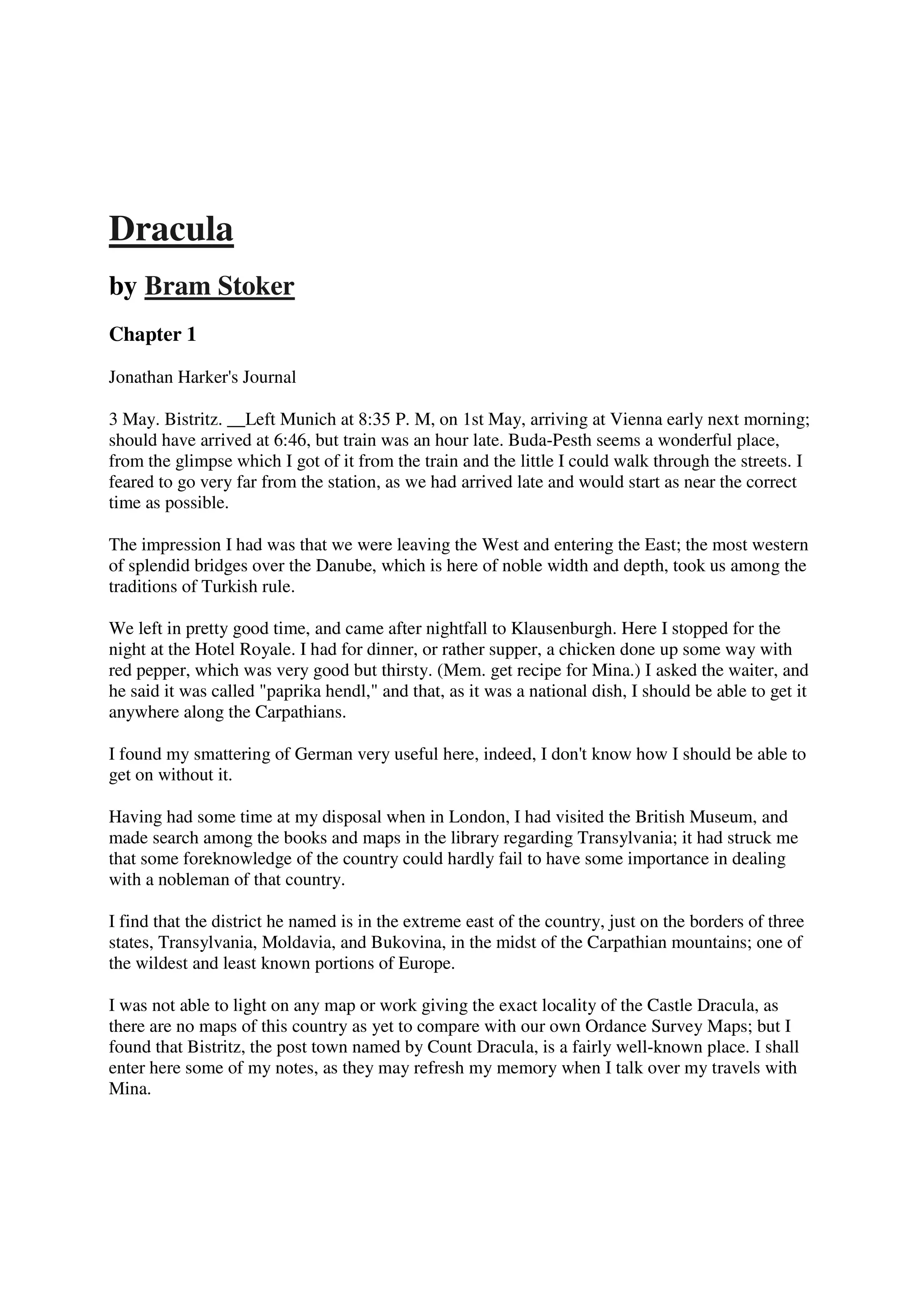 Dracula chap. 1 | PDF