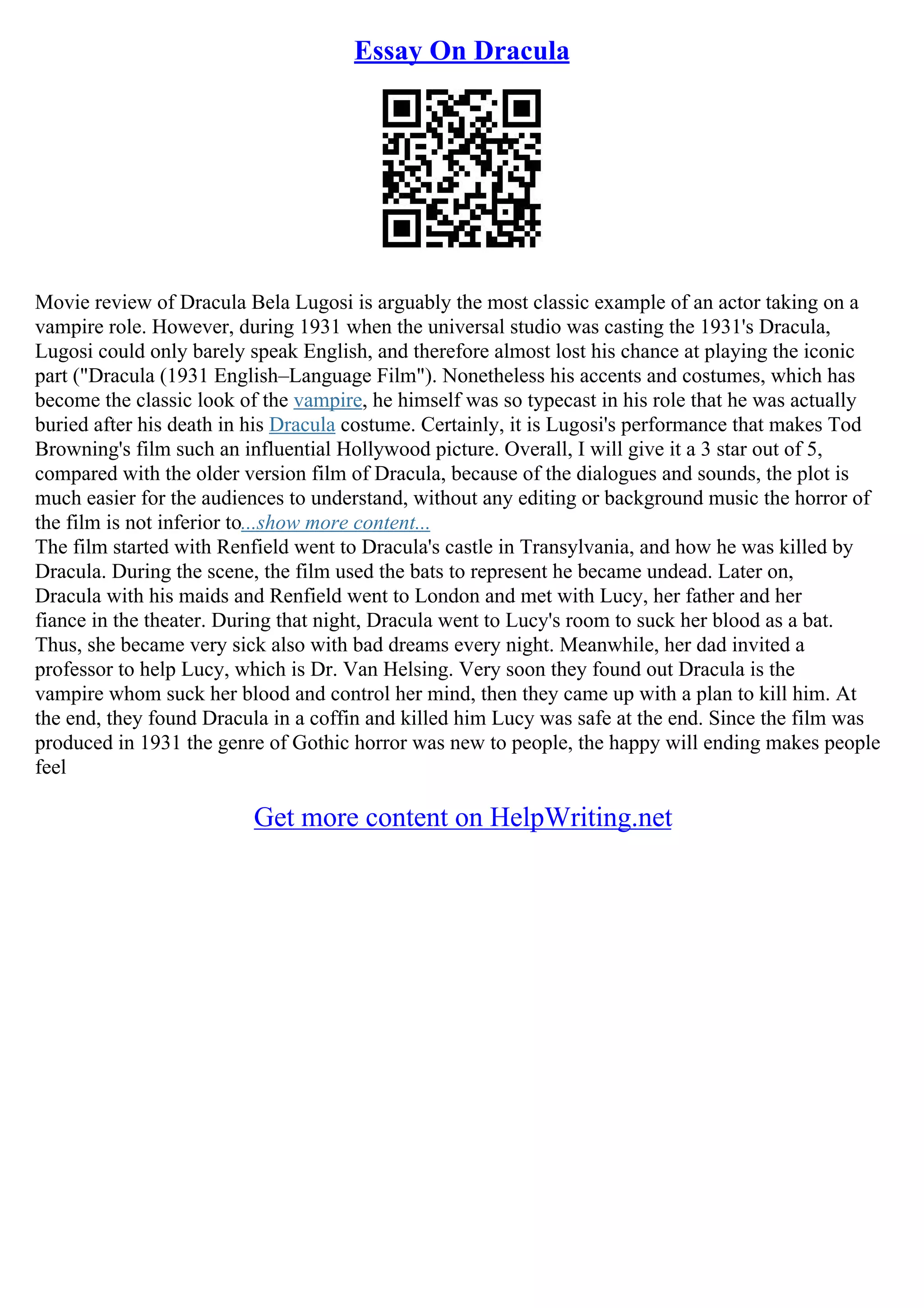Dracula Essay | PDF