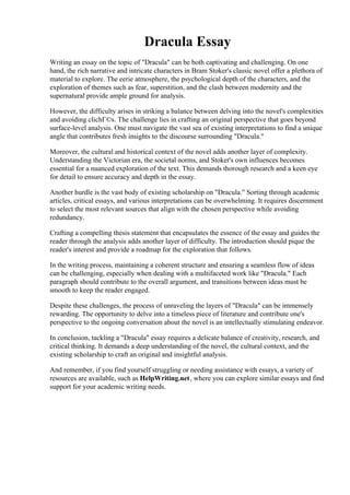 Dracula Essay | PDF