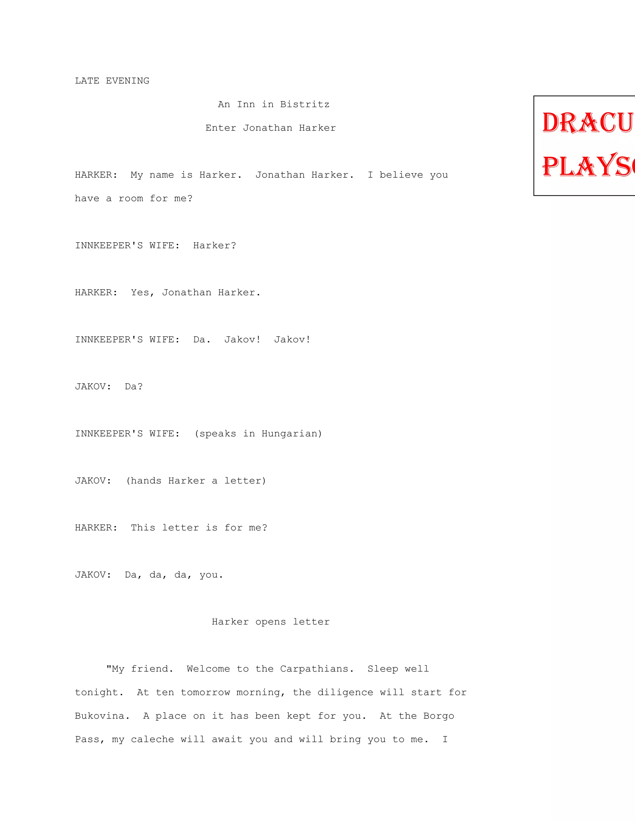 Dracula playscript word | DOCX | Shaving | Personal Care
