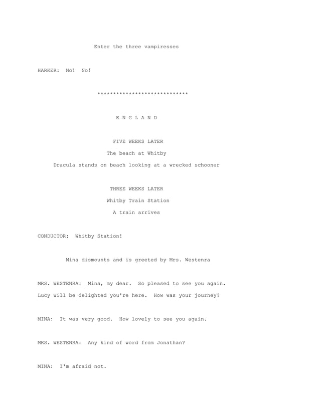 Dracula playscript word | DOCX | Shaving | Personal Care