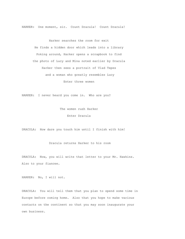 Dracula playscript word | DOCX | Shaving | Personal Care
