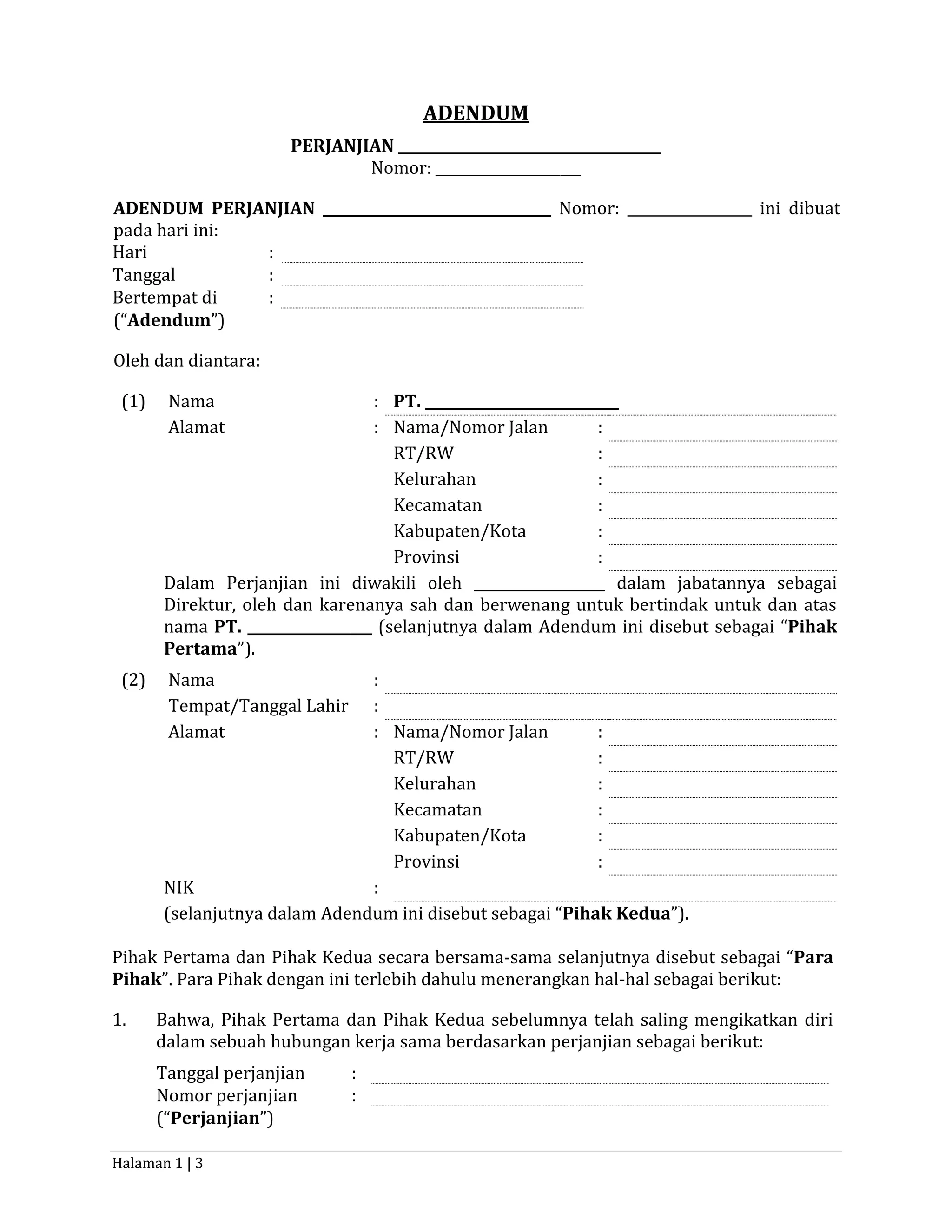 Draf adendum kontrak | PDF