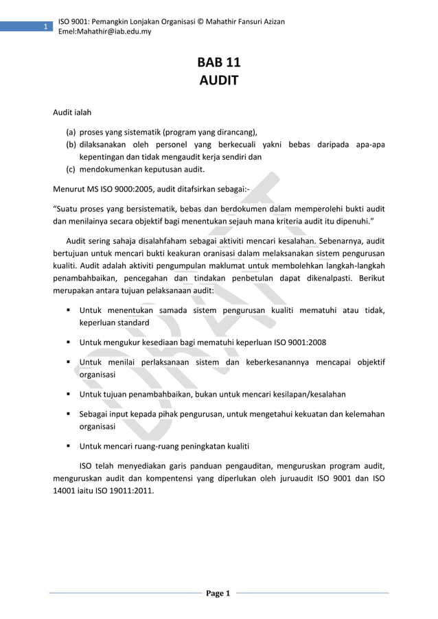 Panduan Juruaudit Dalaman ISO 9001 | PDF