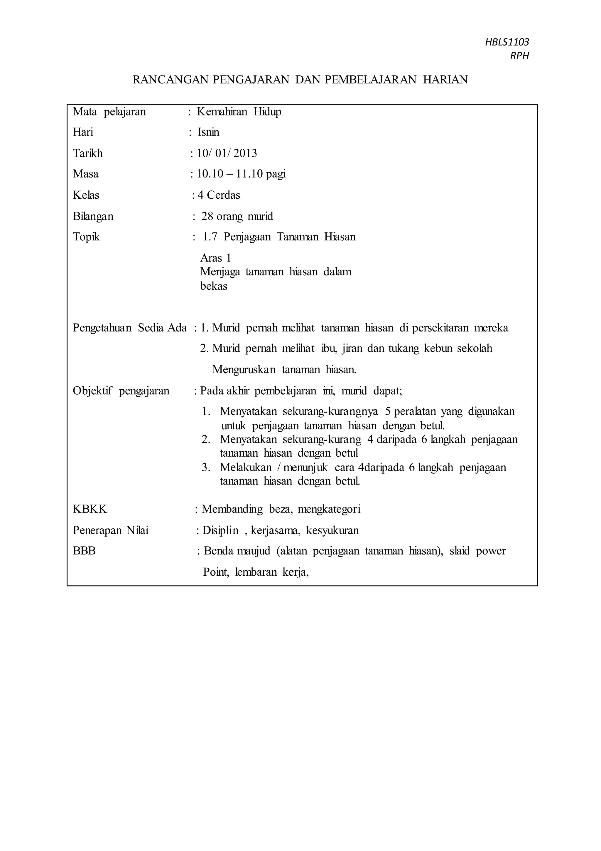 Draf jawapan rph | DOCX