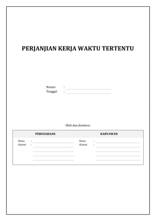 Draf perjanjian kerja untuk waktu tertentu (pkwt) | PDF