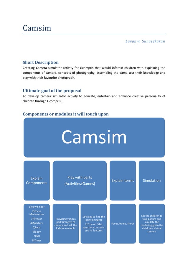 GSOC proposal | DOCX | Cameras and Camcorders | Consumer Electronics