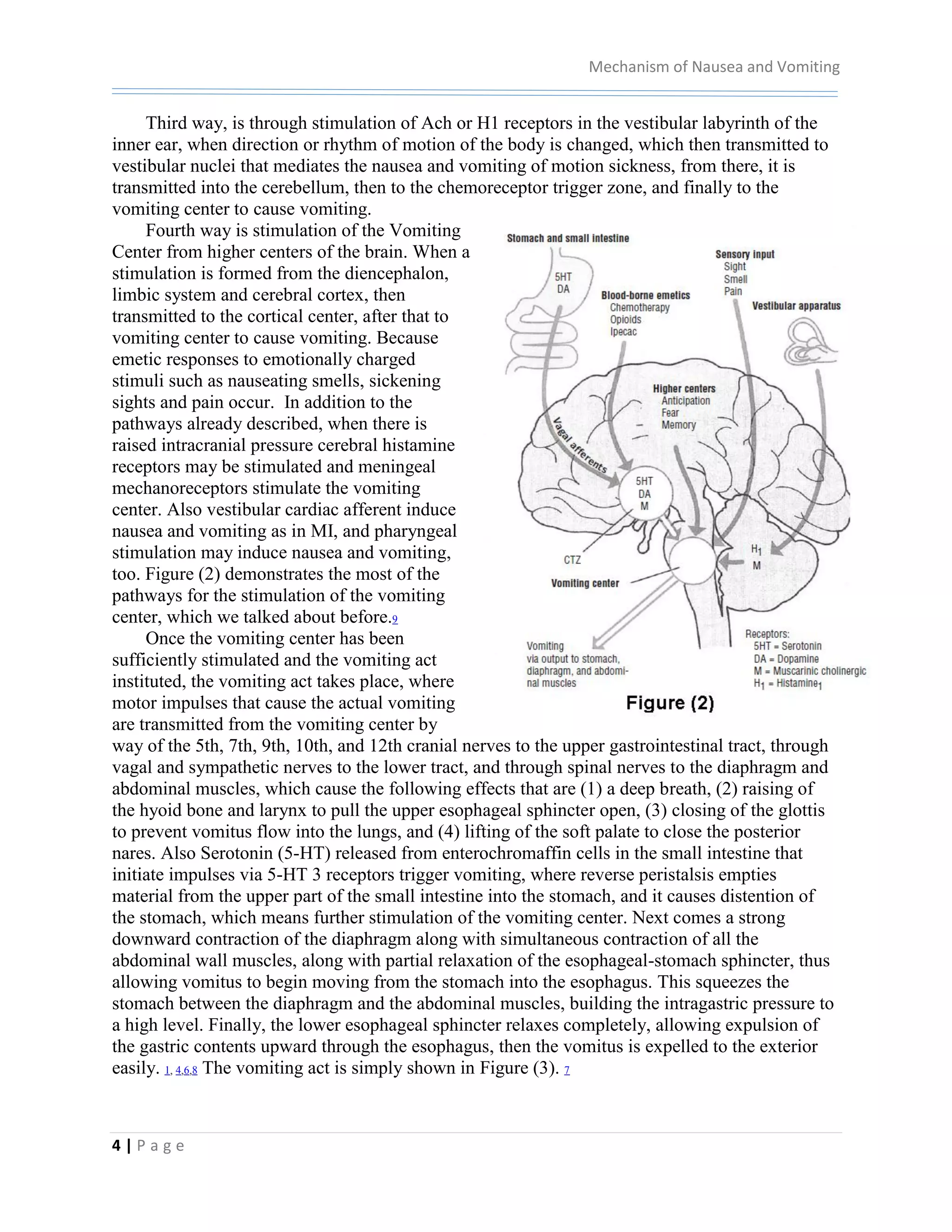 Mechanism of Nausea and Vomiting | PDF