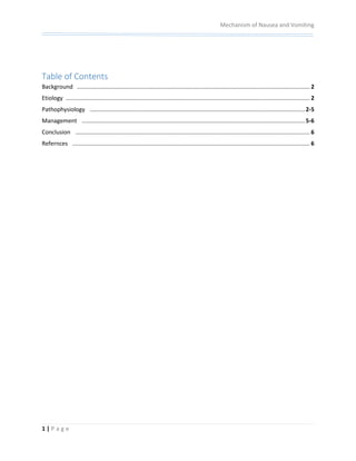 Mechanism of Nausea and Vomiting | PDF