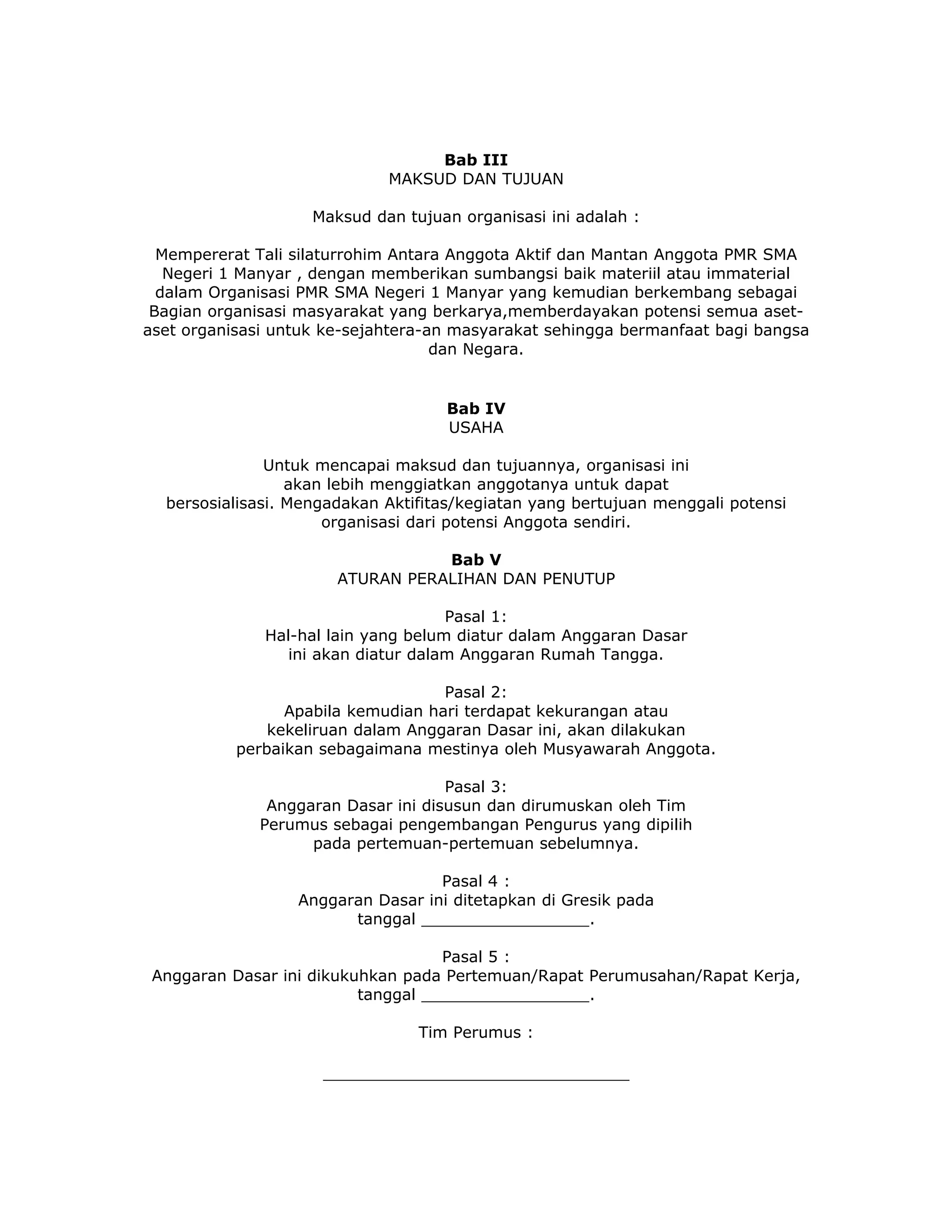 Contoh Draft A D A R T | DOC