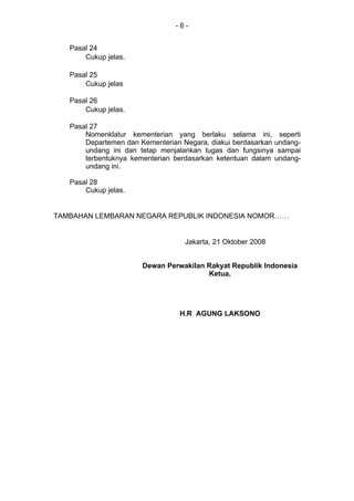 Draft Final Penjelasan RUU Kementerian Negara | DOC