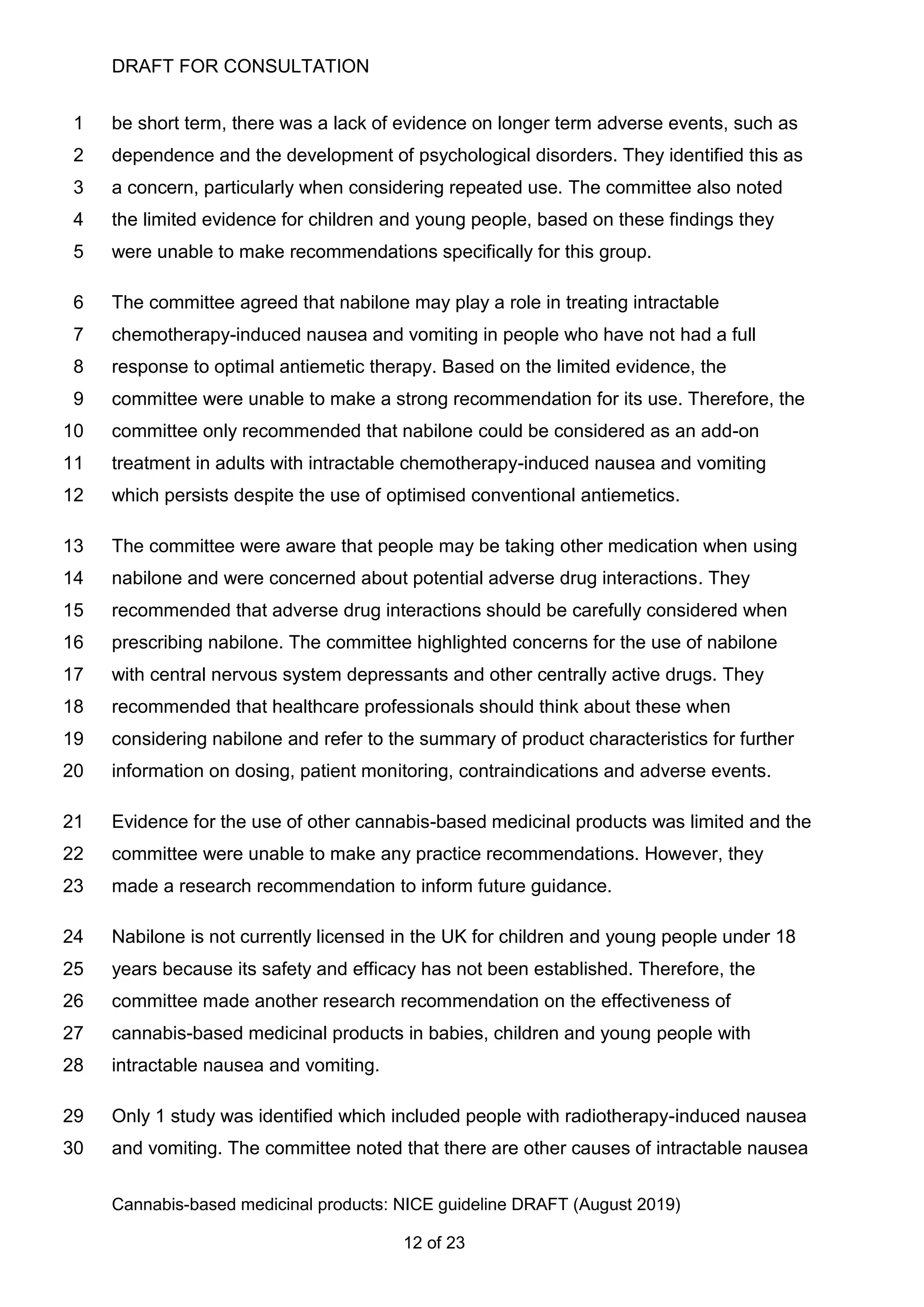 Draft guideline cannabis-based medicinal products by nice | PDF