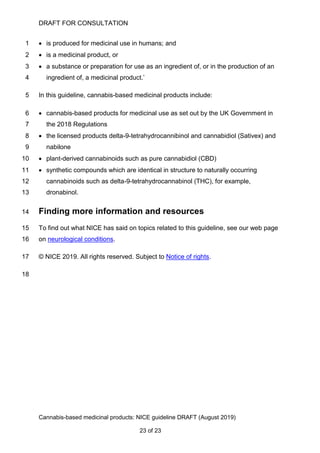 Draft guideline cannabis-based medicinal products by nice | PDF